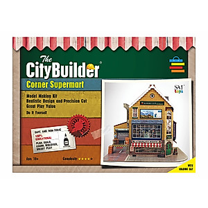 The CityBuilder Corner SUPERMART Cardboard Model Making Kit - O Scale Model Railroad Building