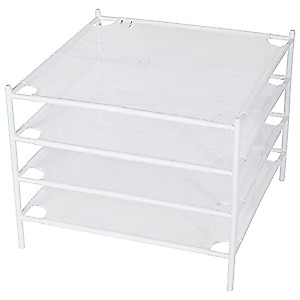STORAGE MANIAC Sweater Drying Rack, Mesh Clothes Drying Rack, Stackable Laundry Drying Rack, Lay Flat Dryer for Delicates, Portable Dry Rack for Indoor or Outdoor, White, 4-Pack