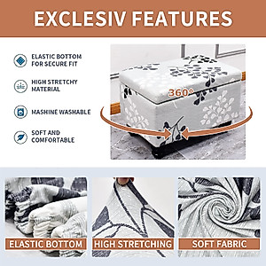Eco-Ancheng Storage Ottoman Cover Rectangle Ottoman Slipcover Folding Storage Ottoman Bench Slipcovers Footrest Stool Slipcover with Nonslip Elastic Bottom for Living Room,Large 01