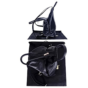 Primo Sacchi Italian Soft Black Leather Top Handle Shoulder Bag Rucksack Backpack Medium