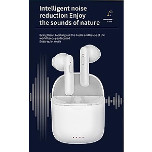 WesTch True Wireless Earbuds Bluetooth 5.3 Headphones Button Control with Wireless Charging Case IPX4 Waterproof Stereo Earphones Half in-Ear Built-in Mic Headsets (Black)