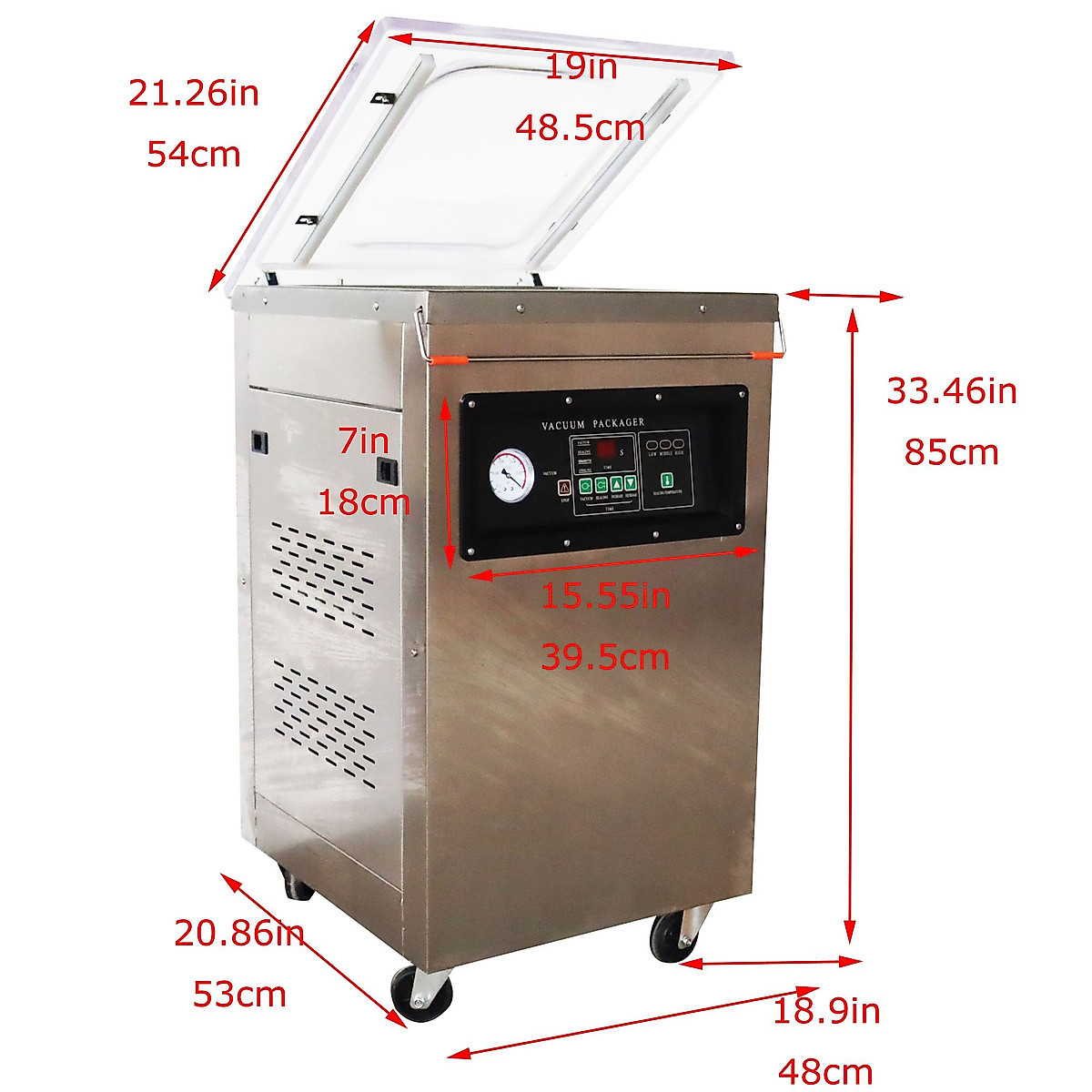 HQHAOTWU Commercial Single Chamber Vacuum Packaging Machine Vacuum Sealer Portable Stainless Steel Chamber Vacuum Sealing Package Tool for Food Saving Sealing Length 15.7inch DZ400