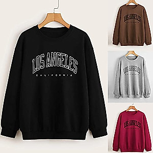 Aniwood Crewneck Sweatshirts for Teen Girls Vintage Women Graphic Crewneck Sweatshirt Y2k E Girl Aesthetic Vintage Printed 90s Streetwear Casual Long Sleeve Tops Pullover