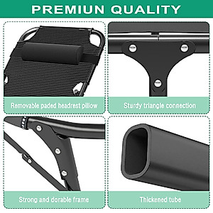 Barbella Folding Lounge Chair with Mattress, 4 Position Adjustable Folding Sleeping Bed Cot Patio Chaise Lounge Chairs Perfect for Sunbathing, Camping, Pool, Beach, Patio