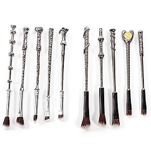 10 PCS Harry Gifts Potter Makeup Brushes Wand Brushes Set for Foundation Blending Blush Concealer Eyebrow Face Powder