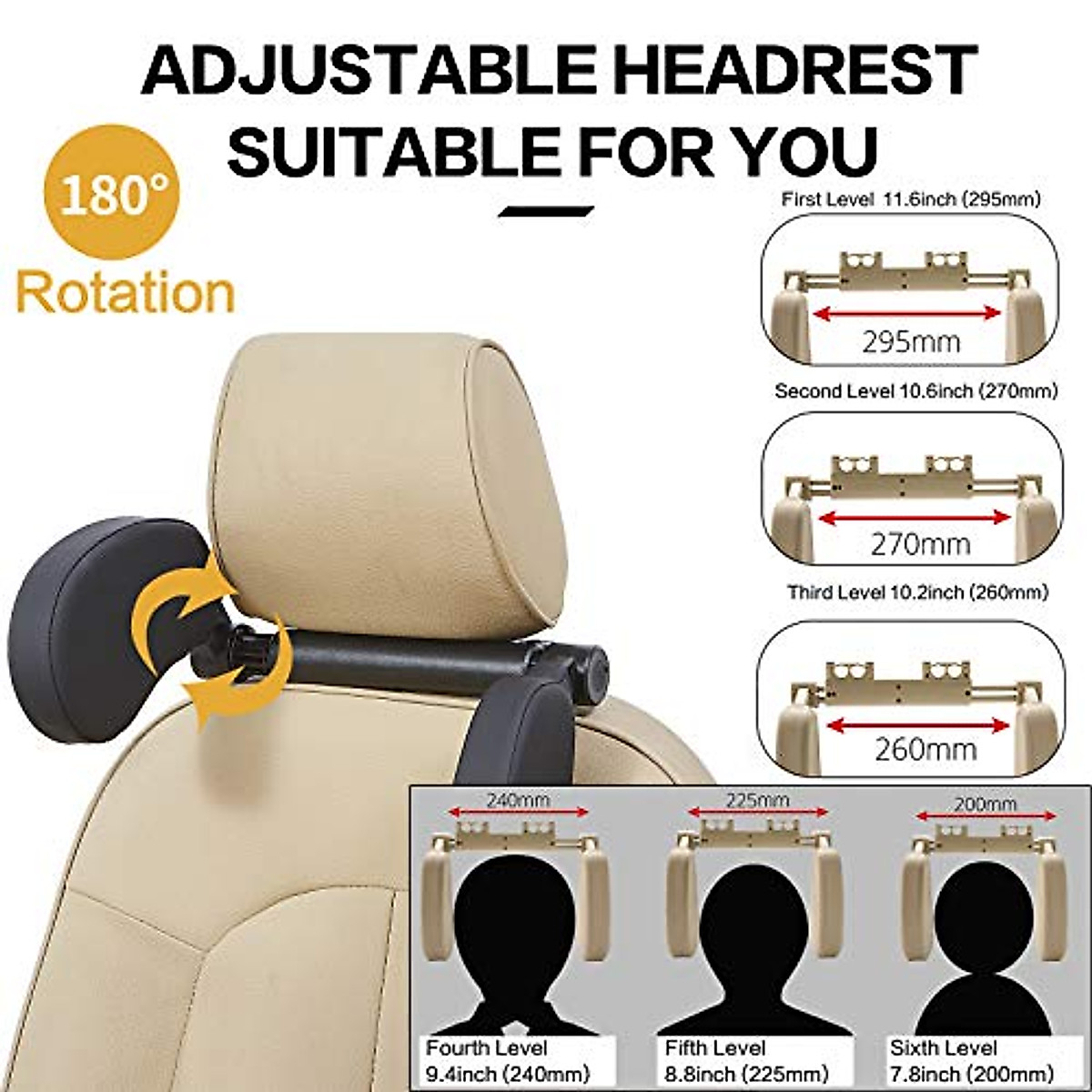 CANSTAR Car Headrest Pillow for Kids Adjustable Car Seat Neck Support for Travel Car Sleeping Pillow for Kids and Adult(Black)