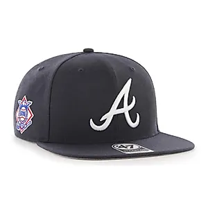 '47 MLB Sure Shot Captain Hat Adjustable Structured 6-Panel Snapback Hat Cap, Adult One Size Fits All (as1, Alpha, one_Size, Atlanta Braves)