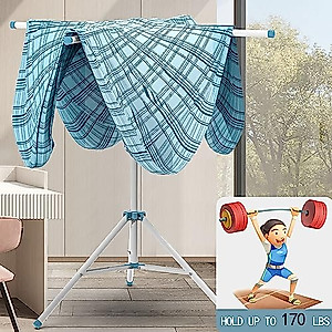 Ithywat Clothes Drying Rack-4 Arm Tripod Foldable&Portable Laundry Hanging Drying Rack,Collapsible Clothing Rack Stainless Steel with Windproof Hooks for Indoor Outdoor