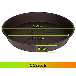 Angde 2 Pack of Plant Saucer 20 22 inch (19.5 Inch Base), Deep Heavy Duty Plastic Plant Saucers 20" Round, Flower Plant Trays for Indoors Outdoor, Plant Drip Tray for Planter 18-22" (Chocolate Brown)