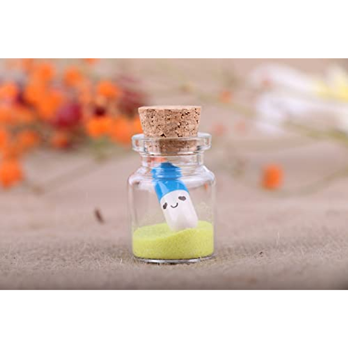 MaxMau 100 Count Small Glass Bottles with Corks,5ml Tiny Vials Clear Mini Jars Wooden Stopper for Art Crafts Storage Party Decoration Wedding Favors