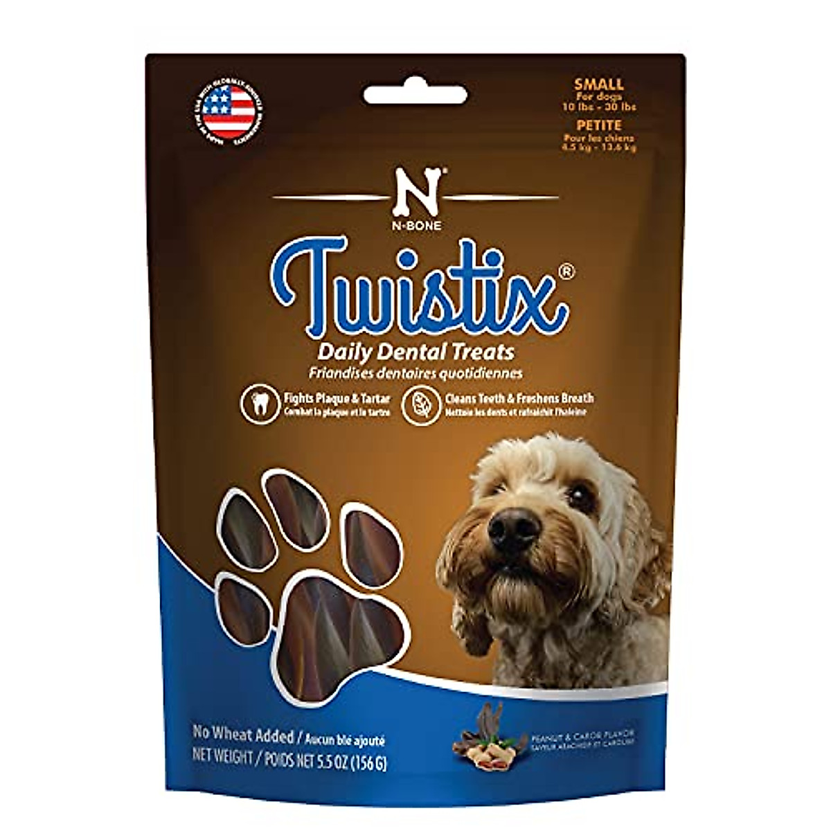 Twistix 5.5-Ounce Dental Chew Treat, Peanut And Carob Flavor, Small