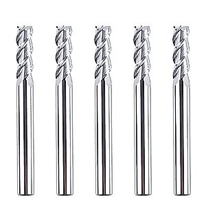 SpeTool 1/4 End Mill for Aluminum 3 Flutes CNC Spiral Router Bit for Aluminum Cut Non-Ferrous Metal Upcut 2.5 inches Long 5 Pieces