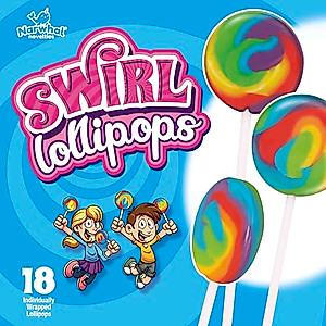 Mixed Fruit Flavor Large Rainbow Lollipops Candy Suckers | Fat/Gluten Free Fruit Allergy Friendly, No Artificial Flavors | Individually Wrapped Lollipop Sticks for Birthdays, Gender Reveal Shower, Party Favors, Bulk Pack