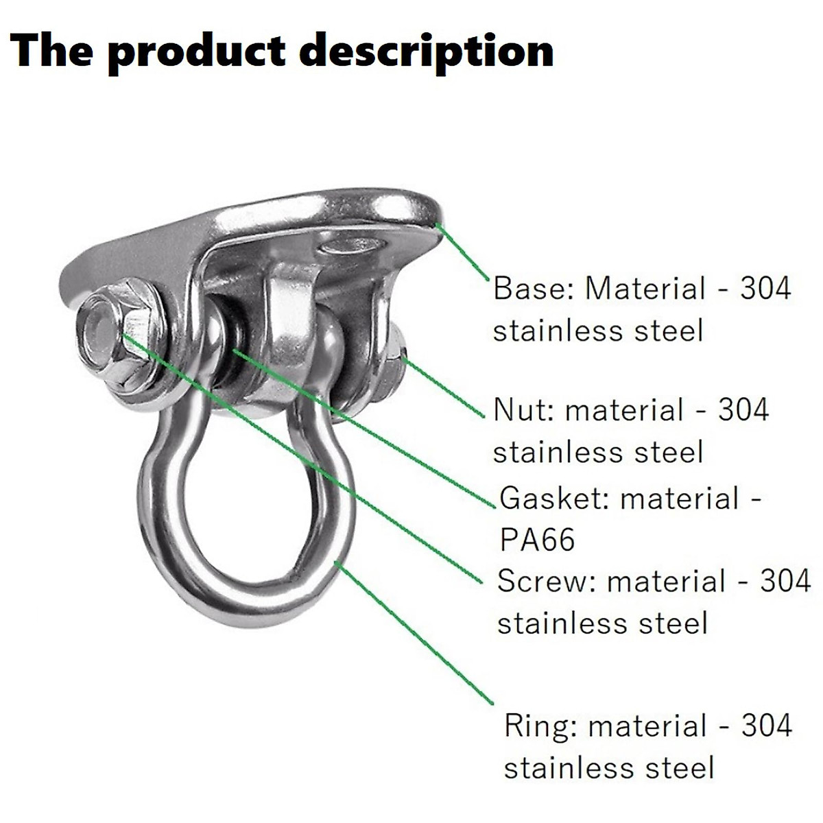 2 sets of stainless steel swing hanger, 180° swivel swing hook, 1500 lb load-bearing wooden concrete playground hammock, yoga hammock, ropes, slings, porch swing