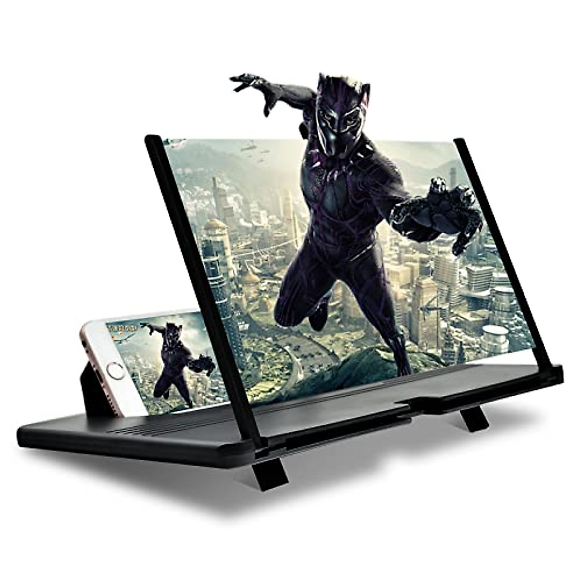 14 inch Black Phone Magnifying Screen Best Thin Foldable Mobile Phone Stand with 3D Screen Magnifier 2022 Newest Version Projector for Movie Cell Phone Screen Amplifier Compatible All Smartphones