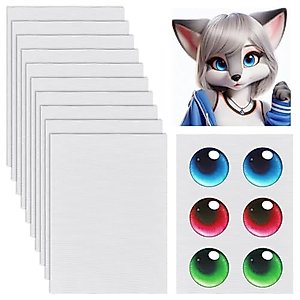 10 Sheets Fursuit Eye Mesh 11.8x8.6inch White Eye Mesh for Therian Mask 0.2mm Thick Waterproof Printable PVC Plastic Mesh Canvas Sheets for Furries Cosplay, Sculptures, Props, Fursuits, Craft Making