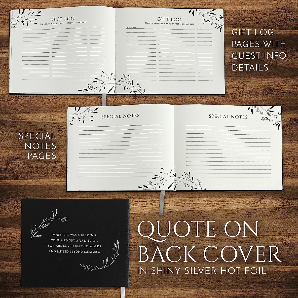 D-KATEL Funeral Guest Book, Celebration of Life Guest Book Set, Guest Book, Memory Book, Guest Book for Funeral with Thank You Cards with Envelopes, Funeral Guest Book for Memorial Service