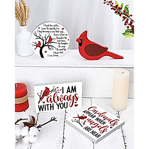 Cardinal Tiered Tray Decor Memorial Gifts Wooden Red Birds Cardinals Christmas Decorations Winter Farmhouse Sign Red Cardinals Appear When Angels Are Near Bird on Tree Cardinal Gift for Her Set of 4