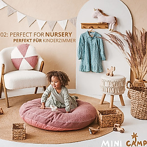 MINICAMP Coat Rack Shelf Wall Mounted - Solid Oak Coat Hooks for Door with 4 Pegs and Shelf - Wooden Peg Rail Kids Storage - Floating Handmade Baby Nursery Products - Scandi Decor