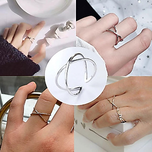 Honsny 11PCS Adjustable Stackable Rings for Women, Silver Gold Knuckle Rings Set Joint Finger Rings Pack Cute Rings for Teen Women
