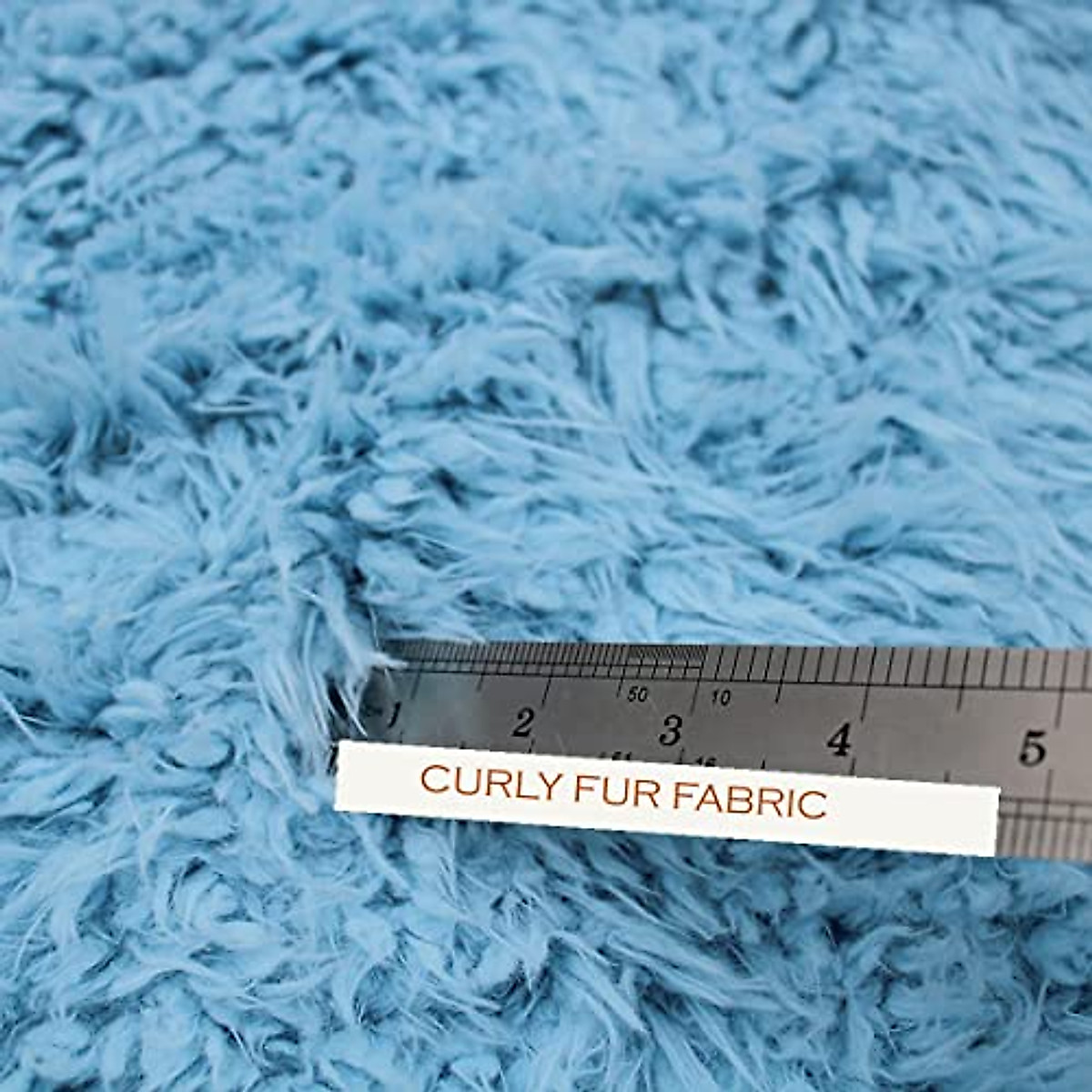 Texco Inc Flokati Curly Faux Fur Cuddly Fabric, Sky Blue 2 Yards