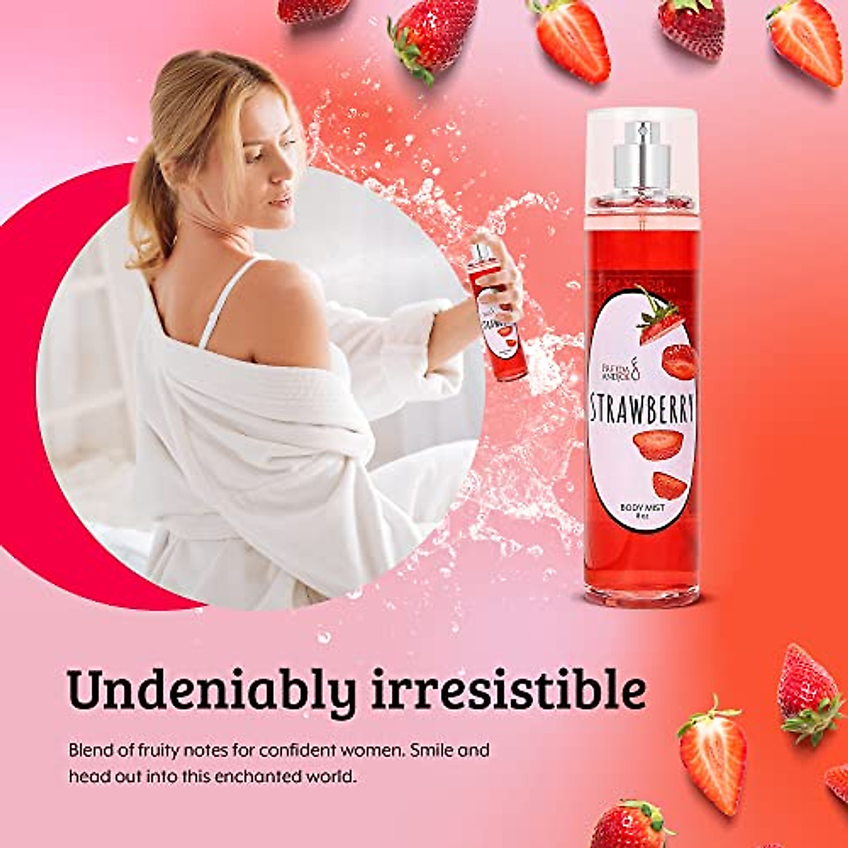 Luxurious Scented Strawberry Fragrance Body Mist A Sophisticated 8 oz Gift Stocking Stuffer Exquisitely Crafted for Women's Sublime Fragrance