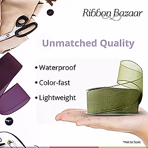 Ribbon Bazaar Sheer Organza Wired Ribbon - 100% Polyester Wire Edged Ribbon for Floral Decor, Table Arrangements, Apparel Embellishment & More - 1-1/2 inch Red 25 Yards