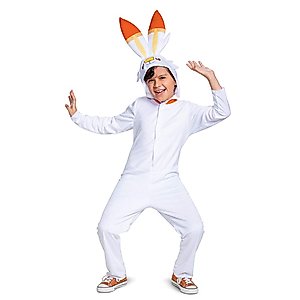 Scorbunny Pokemon Kids Costume, Official Pokemon Hooded Jumpsuit with Ears, Classic Size Medium (7-8) Multicolored