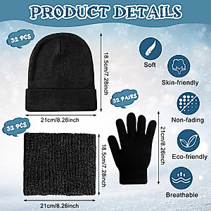 Foaincore 96 Pieces Winter Gloves Beanies Neck Warmers Set Winter Knitted Hat Scarf Gloves Unisex Bulk Pack for Teens Men Women Wearing Homeless Winter Care Charity Donation