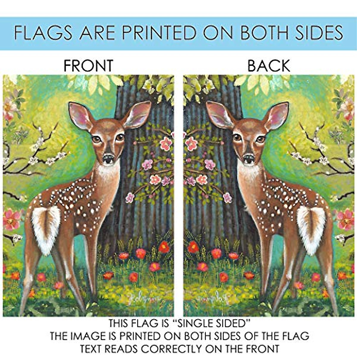 Toland Home Garden 1012487 Whitetail Trail Deer Flag 28x40 Inch Double Sided for Outdoor Fawn House Yard Decoration