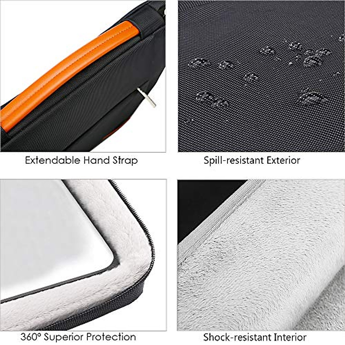 Lacdo 360° Protective Laptop Sleeve Case for 15 inch New MacBook Air M2 2023 A2941, 15 inch MacBook Pro A1990 A1707, Dell XPS 15 Plus 2022-2020 Computer Bag, Shockproof, Water-Resistant, Black