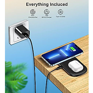 Dual Wireless Charger, GuMosh Wireless Charging Pad for Multiple Devices, Fast Wireless Charging Mat for iPhone 14 13 12 11 Pro Max/14 Plus/Mini, Galaxy S22/S21/S20, Airpods 3/2/Pro,Qi-Enabled Phones