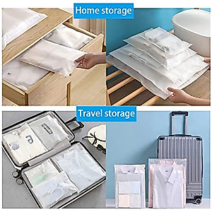 Belit Travel Storage Bag, 15 Pcs Clear Ziplock Storage Bags Frosted Zipper Bags for Clothes, Shoes, Toiletries, Luggage Storage, 3 sizes 12x14 inch, 14x18 inch, 16x24 inch