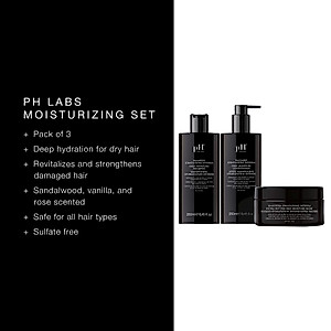 pH PURE HAIR Labs Deep Moisture Set - Deep Moisture Shampoo (8.4oz) and Conditioner (8.4oz) Set with Extra Butter Hair Mask (6.7oz) for Damaged & Dry Hair - 3 Piece Kit