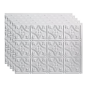 FASÄDE Traditional Style/Pattern 1 Decorative Vinyl 18in x 24in Backsplash Panel in Matte White (5 Pack)