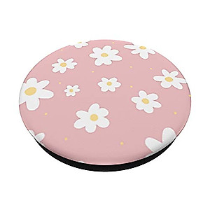 Dainty Pretty Daisy Floral Flowers Pink Background Graphic PopSockets PopGrip: Swappable Grip for Phones & Tablets