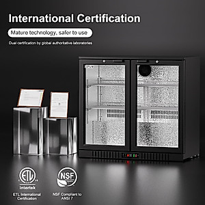 COTLIN 36" W Back Bar Cooler Beer Fridge Undercounter Refrigerator with LOW-E Glass Free Standing Beverage Refrigerator Adjustable Shelves for Soda Beer Wine, ETL NSF Approved, 2025 Upgraded