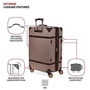 SwissGear 7739 Hardside Luggage Trunk with Spinner Wheels, Blush, Checked-Large 26-Inch