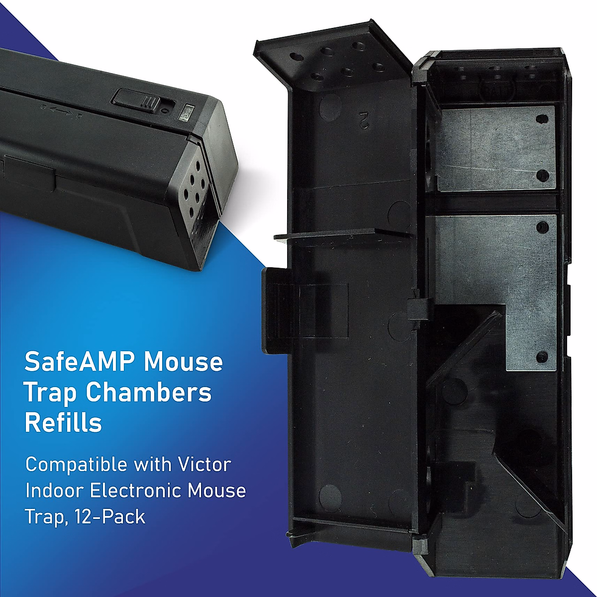 SafeAMP Mouse Trap Chambers Refills Compatible with Victor Indoor Electronic Mouse Trap M250S, 12-Pack