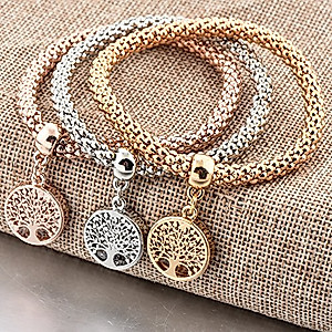Long Way 3Pcs Gold Silver Rose Gold Plated Charm Bracelet for Women Stretch Crystal Multilayer Bracelet