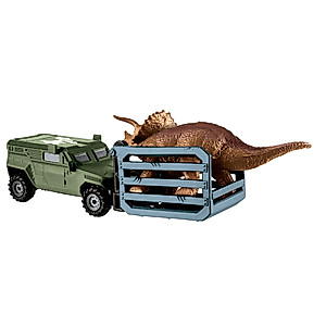 MATCHBOX JURASSIC WORLD DINO TRANSPORTERS TRICERA-TRACKER Vehicle and figure