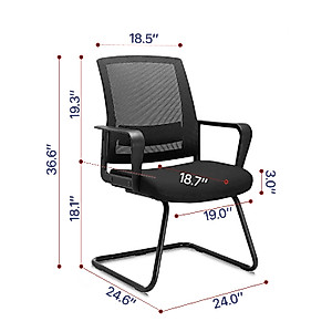 CLATINA Waiting and Guest Chairs for Conference Room with Lumbar Support and Mid Back Mesh Space Air Grid Series Black 1 Pack