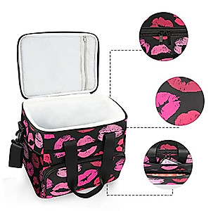 Kigai Lips Insulated Cooler Lunch Bag,Reusable Leakproof Lunch Box Cooler Bag Work Picnic Beach,with Detachable Shoulder Strap