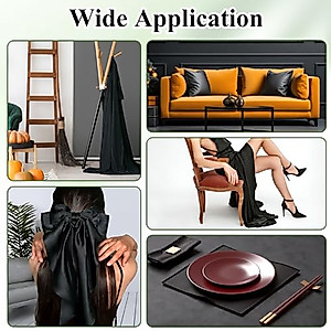 Satin Fabric by The Yard, 60 Inch Wide Black Satin Fabric Shiny & Silky Lining Fabric Satin Cloth Fabric for Wedding Dress, Clothing Making, DIY Crafts, Table Cover, Sewing(Black)