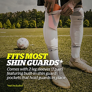 Storelli BodyShield Leg Sleeves, Compression Soccer Shin Guard Holders, Breathable, Sweat-Wicking, Impact Protection, Black, 1 Pair