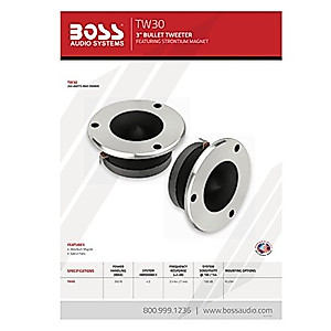 BOSS Audio Systems TW30 250 Watt Per Pair, 3 Inch Bullet Car Tweeters Sold in Pairs