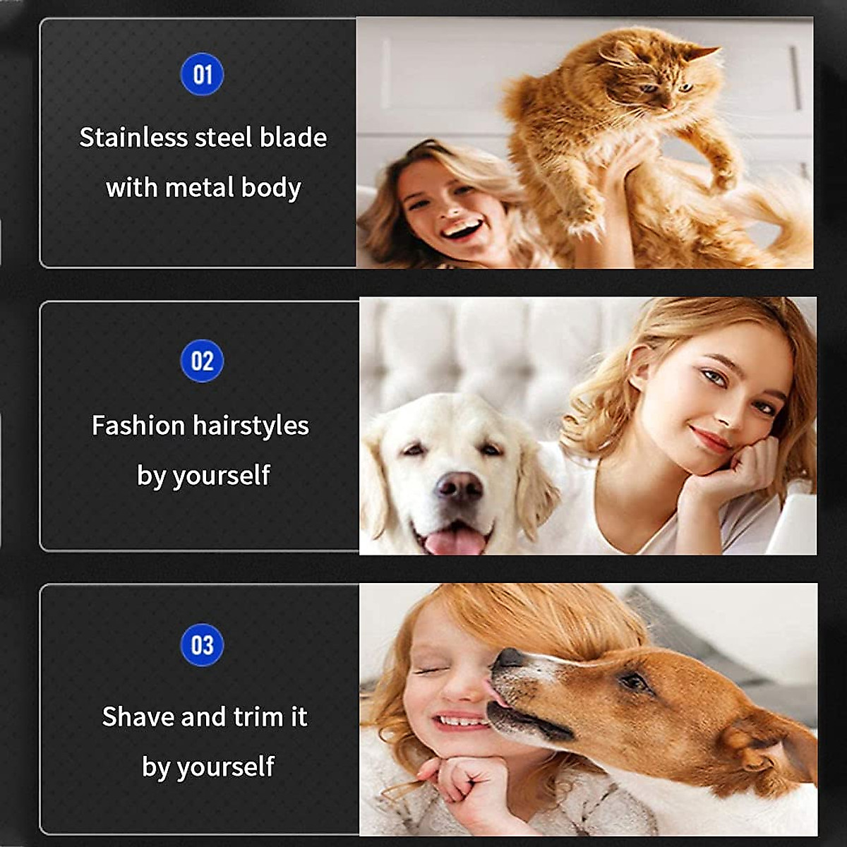 Metal Body Electric Clippers, Strong Power, No Damage to Pet Skin, Fine Adjustment of The First Five Gears, Large-Capacity Lithium Battery