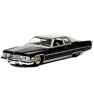 Greenlight Collectible 1973 Coupe DeVille Lowrider Black with Cream Top and Gold Wheels California Lowriders Release 1 1/64 Diecast Model Car 63010E 0