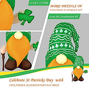 Inflatable St Patricks Decorations 7FT Blow Up Leprechaun with Walking Stick Inflatable Green Hat Elf Holding Shamrocks for Irish Day Yard Decoration Lucky Holiday Outdoor Clearance…