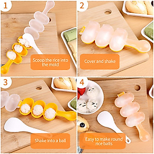 Rice Ball Shaker,Rice Ball Molds, DIY Ball Shaped Kitchen Tools Shakers Food Decor for Kids DIY Lunch Maker Mould with a Mini Rice scoop